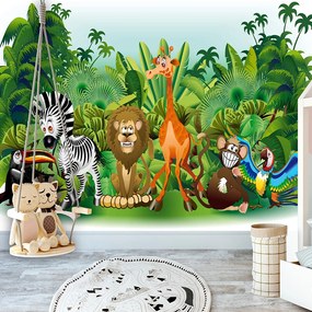 Samolepící fototapeta - Zvířata v džungli pro děti 441x315