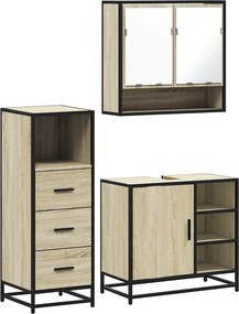 3dílný set koupelnového nábytku dub sonoma kompozitní dřevo 3301056