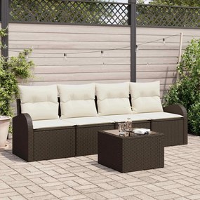 Sada zahradních pohovek 5 pcs 4-Seater Hnědá a krémová 3354577