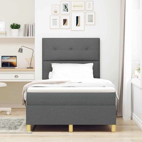 Postel s boxspringem s čelo Tmavě šedá 120 x 200 cm textil 3339610