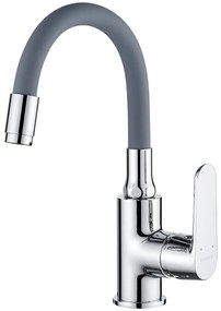 Kuchinox Dima, umyvadlová baterie s flexibilním výtokem h-280, šedá-chromová, LAV-BQD_021D