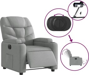 Elektrické polohovací křeslo světle šedé textil 3204572