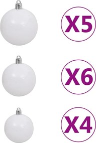 vidaXL Umělý sklápěcí vánoční stromek se 150 LED a koulemi 150 cm [3210106] Barva: růžová zlatá