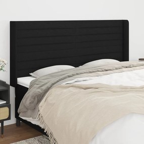 Čelo postele typu ušák černé 163x16x118/128 cm textil 3119728