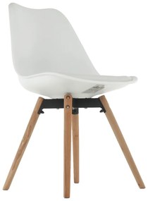 Bílá židle SEMER NEW s bukovými nohami