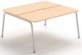 NARBUTAS - Dvoumístný pracovní stůl ROUND se zaoblenými rohy a posuvnou deskou - 160x164