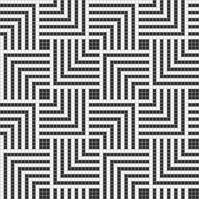 Hisbalit Skleněná mozaika bílá; černá; černo-bílá Černobílá Mozaika BALLET 2,5x2,5 (33,3x33,3) cm - 25BALL