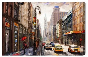 Obraz 3D Pohled Na Ulici New York Nedostatek Nedostatek Plátno Canvas 120x80