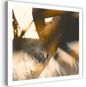 Obraz na plátně Žena na pláži - 30x30 cm