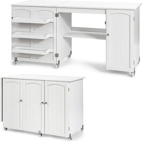 Costway Skládací šicí stůl Šicí skříň všestranný – 158 × 50 × 75 cm