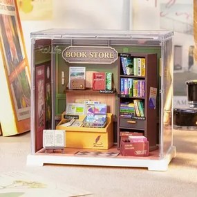 RoboTime 3D dřevěná skládačka miniatura domečku mini Knihkupectví