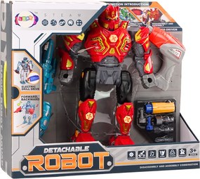 LEAN Toys Robot na šroubování, zbraň, vrtačka, šroubovák, světla, zvuk, červená