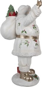 Bílá dekorace figurka Santa Claus s pytlem dárků - 21*23*43 cm