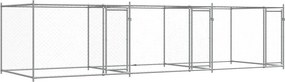 Klec pro psy s dvířky šedá 6 x 2 x 1,5 m pozinkovaná ocel 3209574