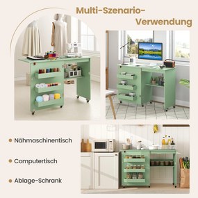 Costway Skládací šicí stůl Rolling Craft Station s – 118,5 × 40 × 79,5 cm