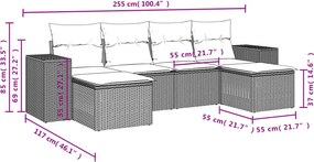 6dílná zahradní sedací souprava s poduškami černá polyratan 3222915