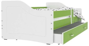 Dětská postel SWEETY P1 COLOR, 140x80, zelená/bílá