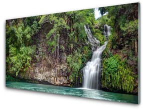 Obraz na skle Vodopád Skála Příroda 120x60 cm