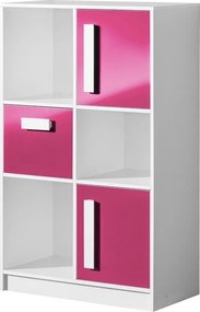 Casarredo - Komfort nábytek Dětská skříňka GULLIWER 7 výběr barev | barva: dom-růžová-lesk,Vyberte si barvu úchytu:: dom-uch-šedá