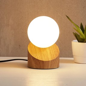 Stolní lampa LED Alisa, s dřevěnou nohou