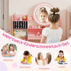 Costway Dětský toaletní stolek se zrcadlem a světlem Princezna