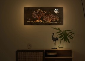 Li-Go "Tři duby a měsíc" světelný obraz s baterií 90x40cm varianta: ovládání na obraze včetně dálkového ovladače, provedení: bříza