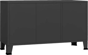 Industriální příborník černý 105 x 35 x 62 cm kov a sklo 339608