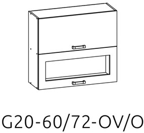 Horní skřínka s dvěma výklopnými dvířky Tapo Speciál G2O-60/72-OV/O Barva korpusu skříněk: Bílá alpská, Barva dvířek: Antracyt lesk Ecru