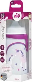 NIP Kids cup láhev s pítkem PP 330ml růžová / od 18 měsíců