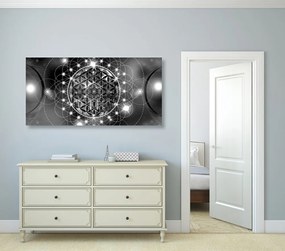 Obraz okouzlující Mandala v černobílém provedení Varianta: 100x50