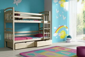 Patrová postel PP 003 + zásuvky - Rozměr: 200 cm x 90 cm, Povrchová úprava: Barva bílá