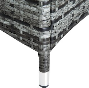 Outsunny Zahradní Lehátka s Bočním Stolkem - 3-dílná Sada Zahradního Nábytku, Polyrattan+Metal Šedý