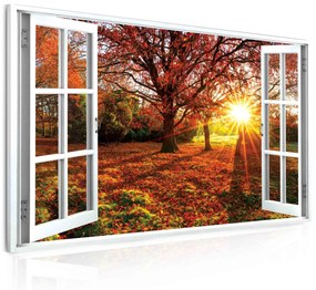 Malvis ® Obraz okno podzimní sluníčko Velikost (šířka x výška): 120x80 cm