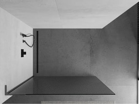 Mexen Kioto L, sprchová zástěna Walk-In 120 x 200 cm, 8mm sklo s žebrovým vzorem, grafitový profil, 800-120-103-66-09
