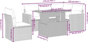 6dílná zahradní sedací souprava s poduškami černá polyratan 3273079