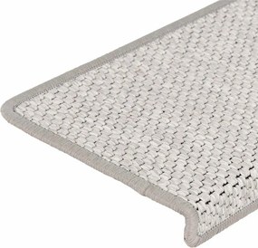 Samolepicí nášlapy na schody sisal 15 ks 65 x 21 x 4 cm platina 326882