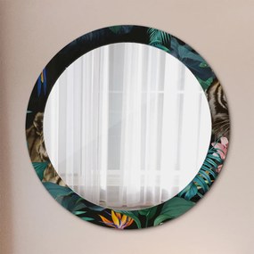 Kulaté dekorativní zrcadlo na zeď Les v džungli fi 80 cm