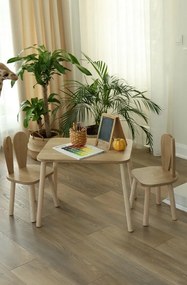 Dětská sada stolečku a židliček 2 ks Bunny One Chair Set - Brown