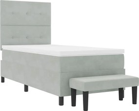 Postel s boxspringem s čelo Světle šedá 200 x 80 cm samet 3344474
