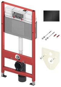 Tece TECEbase - Předstěnová instalace pro závěsné WC, s nádržkou Base, včetně tlačítka a zvukové izolace, stavební výška 1,12 m, matná černá 9400414