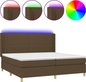 Box spring postel s matrací a LED tmavě hnědá 200x200 cm textil 3139064