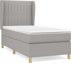 Box spring postel s matrací světle šedý 100 x 200 cm textil 3128661