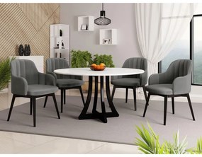 Kulatý stůl Dagerto FI 120 se 4 židlemi ST105 05, Barva:: Baloo 2074, Barva: bílý lesk / černý lesk