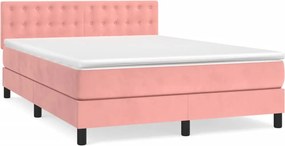 Box spring postel s matrací růžová 140x200 cm samet 3141550