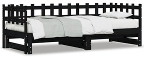Výsuvná postel černá 2x (80 x 200) cm masivní borovice