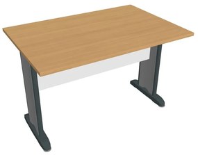 Stůl jednací rovný 120 cm - Hobis Cross CJ 1200 Dekor stolové desky: buk, Dekor lamino podnože: bílá, Barva nohou: černá