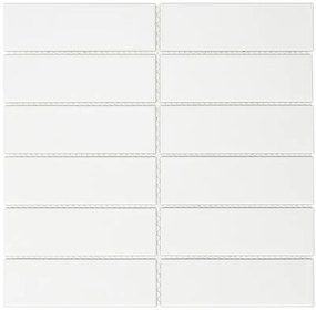 The Mosaic Factory Keramická mozaika bílá Mozaika Obdélník Bílá Mat  4,5x14,5 (29,1x29,7) cm - AM45010
