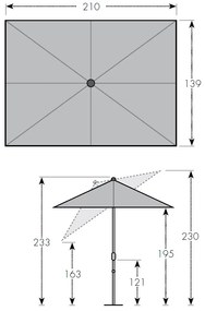 Doppler ACTIVE 210 x 140 cm - slunečník s automatickým naklápěním kličkou antracit