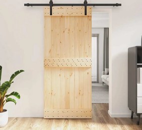 vidaXL Posuvné dveře s kováním 90 x 210 cm masivní borové dřevo [3202974]