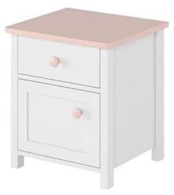 Noční stolek 1D1S Luna LN07, Barva: bílá / bílá + růžová